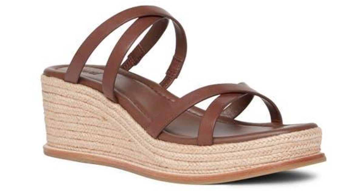 PAIGE Jenny Espadrille Platform Wedge Slide Sandal in Brown | Lyst