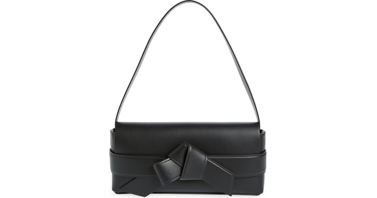 Acne Studios Musubi Elongated Bow Detail Leather Crossbody Bag in Black ...