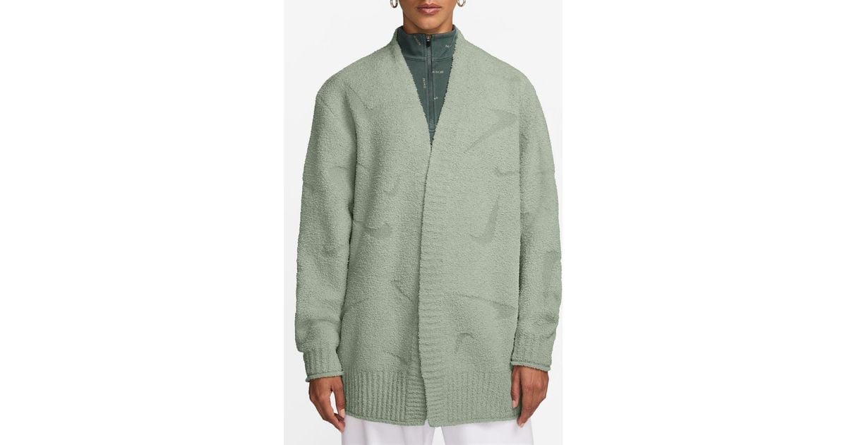 Nike Phoenix Oversize Bouclé Cardigan in Green | Lyst