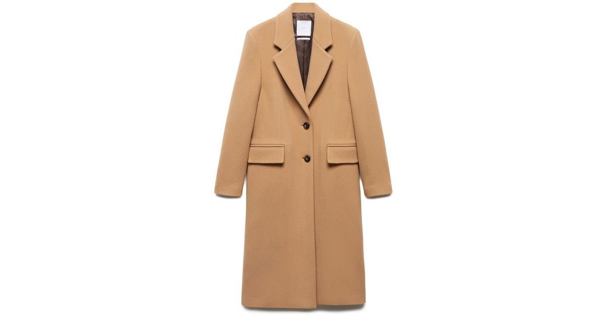 Mango Virgin Wool Blend Coat in Natural | Lyst