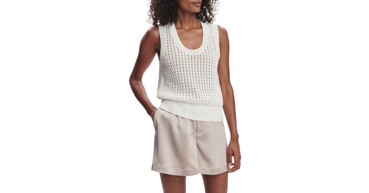 Varley Ferns Open Stitch Sweater Tank in White | Lyst
