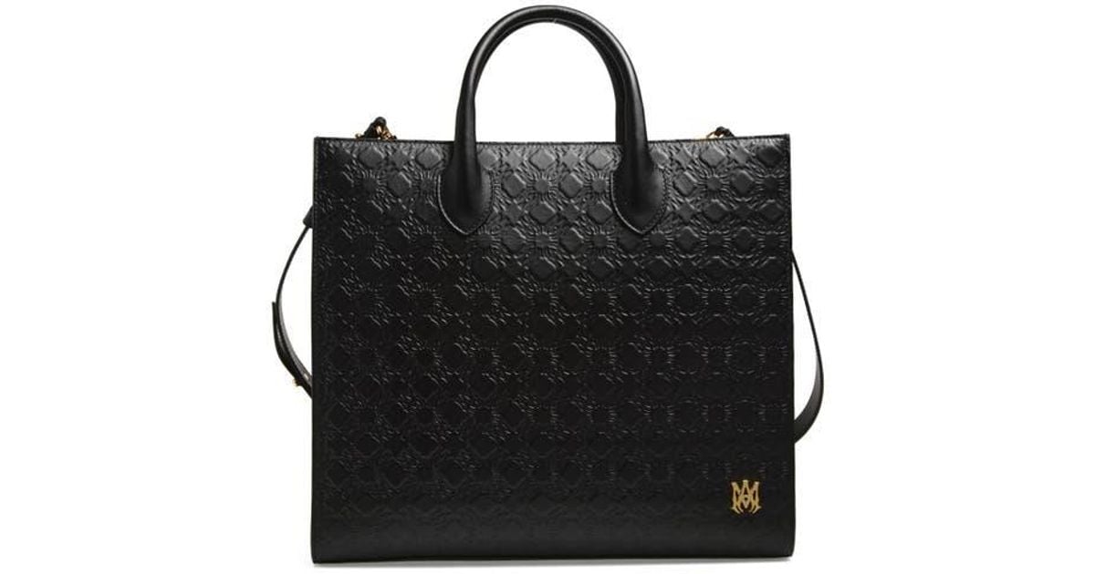 Amiri Small Ma Quad Debossed Leather Tote in Black for Men | Lyst