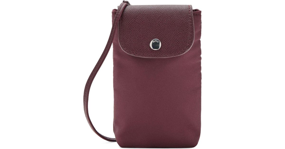 Mango Nylon Phone Crossbody Bag in Purple | Lyst