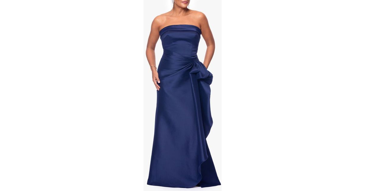 Xscape Evenings Strapless Cascade Ruffle Mermaid Gown in Blue | Lyst