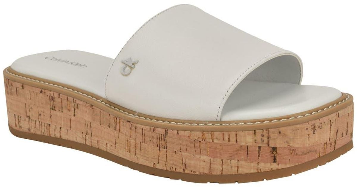 Calvin Klein Arzelia Platform Sandal in White | Lyst