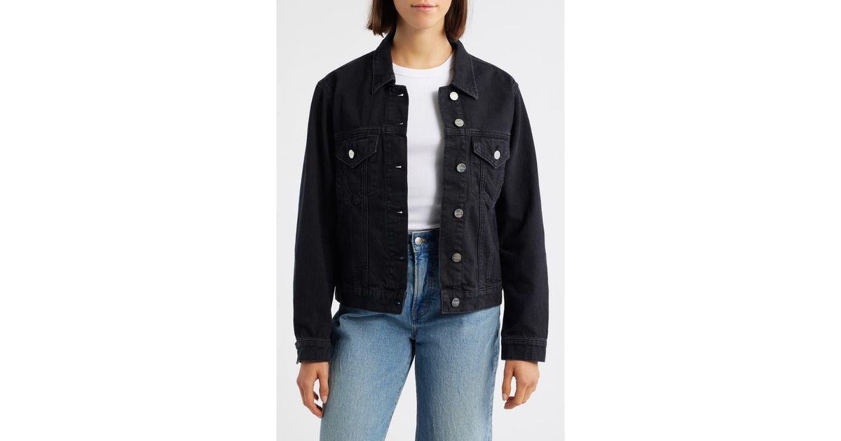 Mavi Ruby Denim Trucker Jacket in Black | Lyst