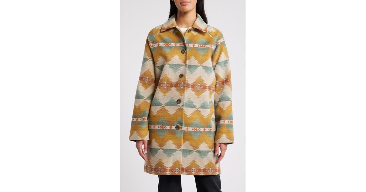 Pendleton Wool Mac Coat in Yellow | Lyst