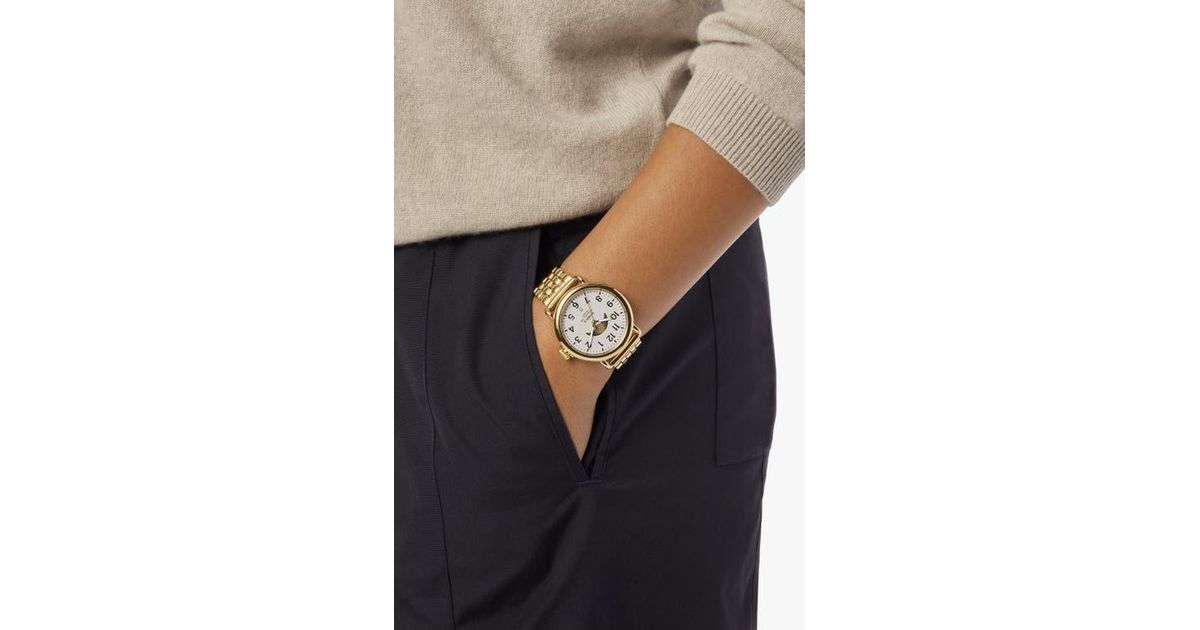 Shinola The Runwell Moon Phase Bracelet Watch, 41Mm in Black for Men | Lyst