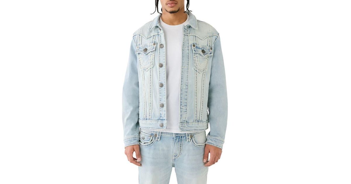 True Religion Jimmy Rope Stitch Denim Jacket in Blue for Men | Lyst