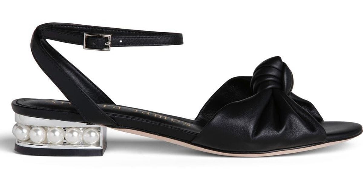 Allegra James Mina Leather Knot Sandal in Black | Lyst