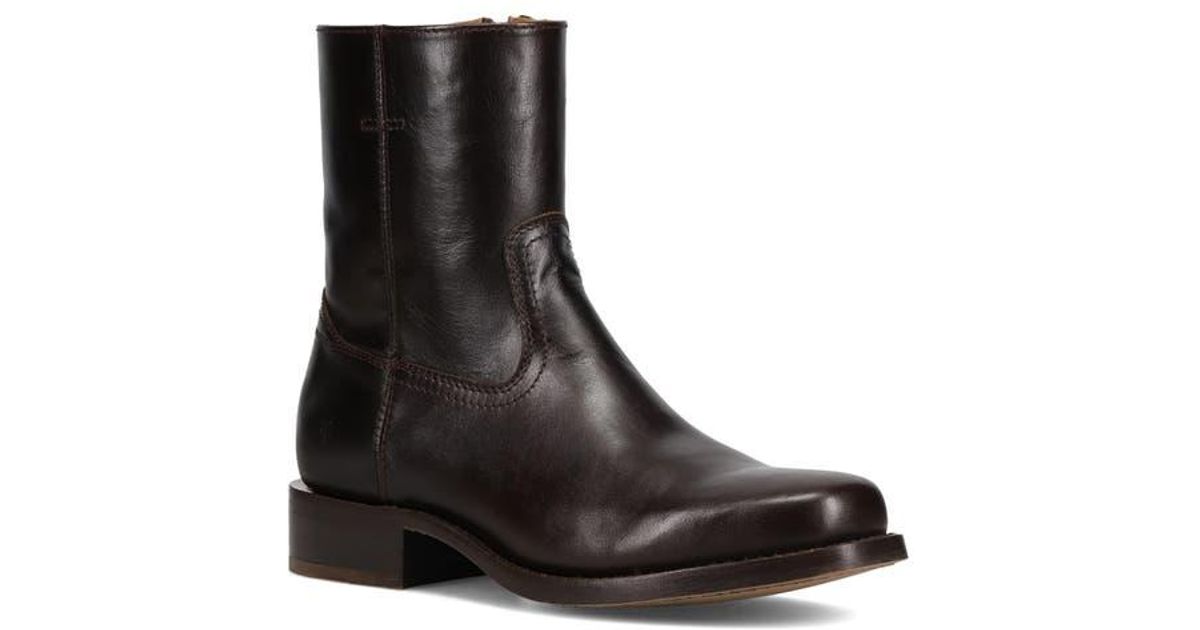 Frye Campus Leather Plain Toe Zip Boot in Black for Men | Lyst
