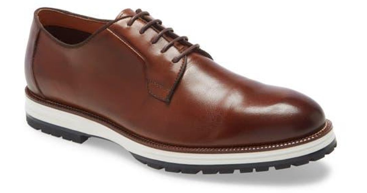 Ike Behar Structure Plain Toe Derby in Brown for Men | Lyst