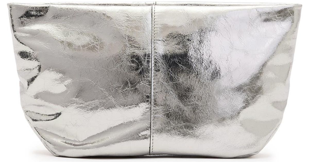 AllSaints Hex Metallic Leather East/West Pouch in Gray | Lyst