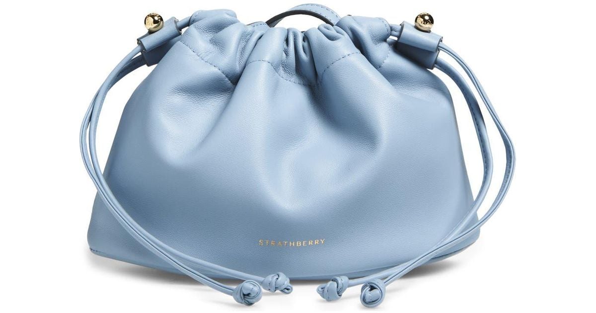 Strathberry Drawstring Napa Leather Drawstring Bucket Bag in Blue | Lyst