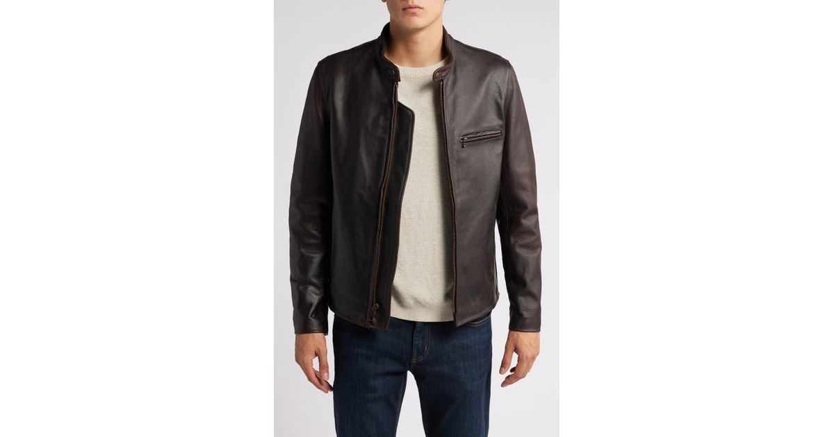 Schott Nyc Café Racer Cowhide Leather Jacket in Black for Men | Lyst Schott Nyc Café Racer Cowhide Leather Jacket in Black for Men | Lyst