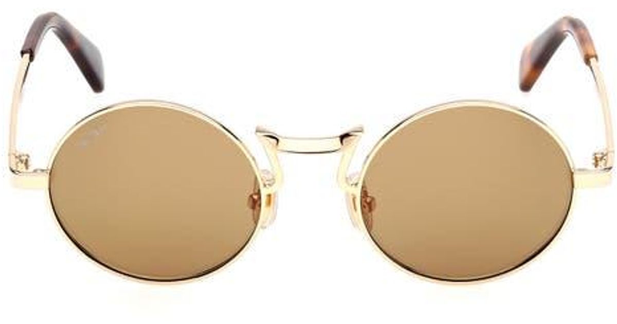 Max Mara 48Mm Small Round Sunglasses in Natural | Lyst