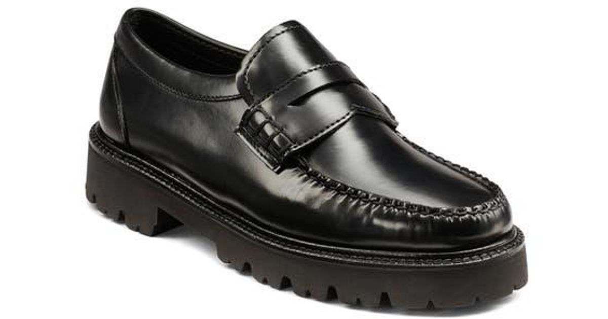 G.H. Bass & Co. Grace Super Lug Sole Penny Loafer in Black | Lyst