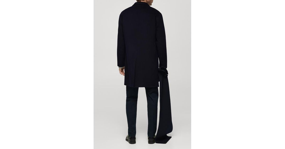 Mango Classic Handmade Wool Blend Coat in Blue for Men | Lyst