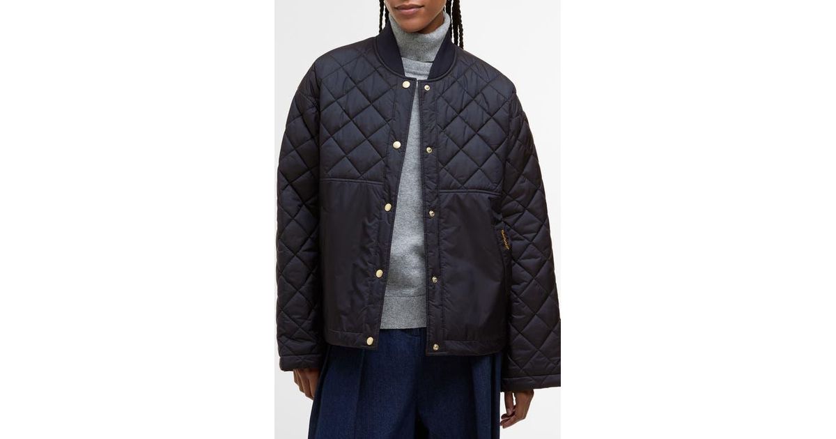 Barbour Wetherby Diamond Quilted Bomber Jacket in Black | Lyst