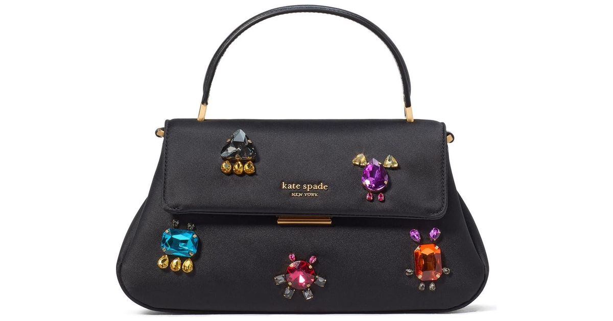 Kate Spade Grace Embellished Small Satin Satchel in Blue | Lyst