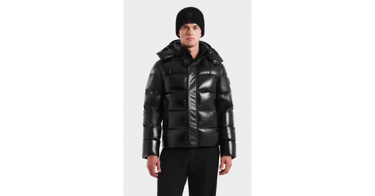 Rudsak Joel Glossy Down Puffer Jacket in Black for Men | Lyst