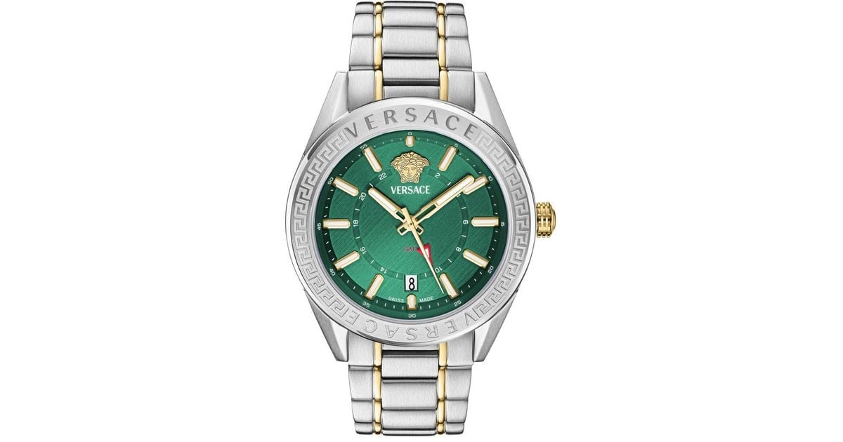 Versace V-Code Gmt Two-Tone Bracelet Watch, 42Mm in Metallic for Men | Lyst