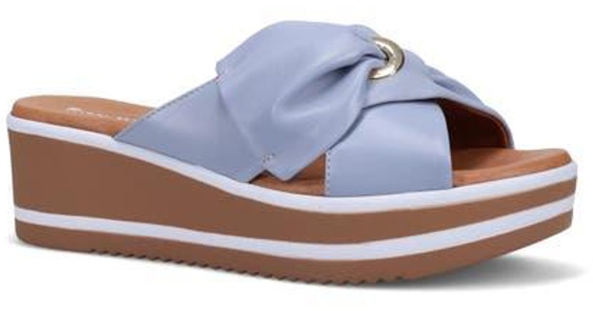 Ron White Patrika Platform Wedge Slide Sandal in White | Lyst