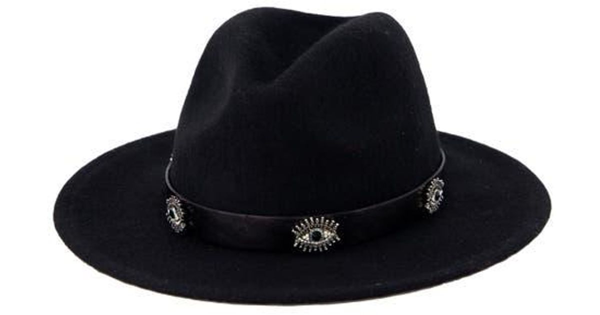 Kurt Geiger Evil Eye Wool Felt Fedora in Black | Lyst