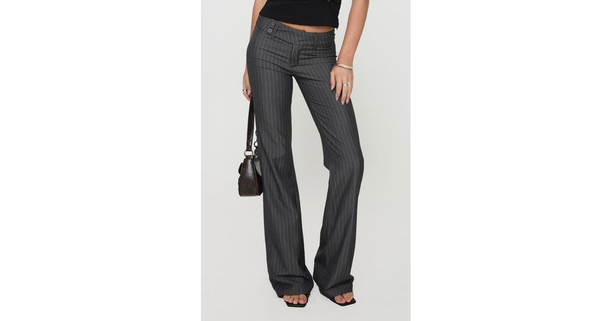 Princess Polly Kinkirk Pinstripe Low Rise Flare Pants in Blue | Lyst