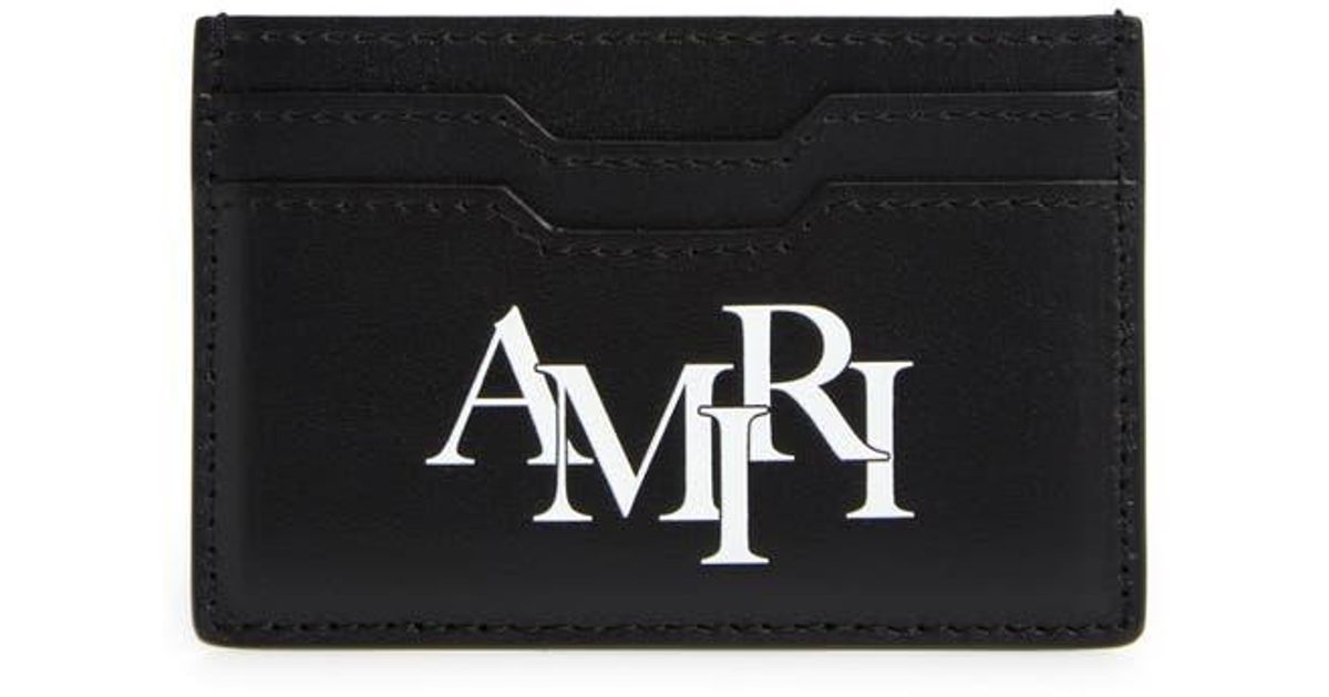 Amiri Staggered Logo Leather Card Case in Black for Men | Lyst