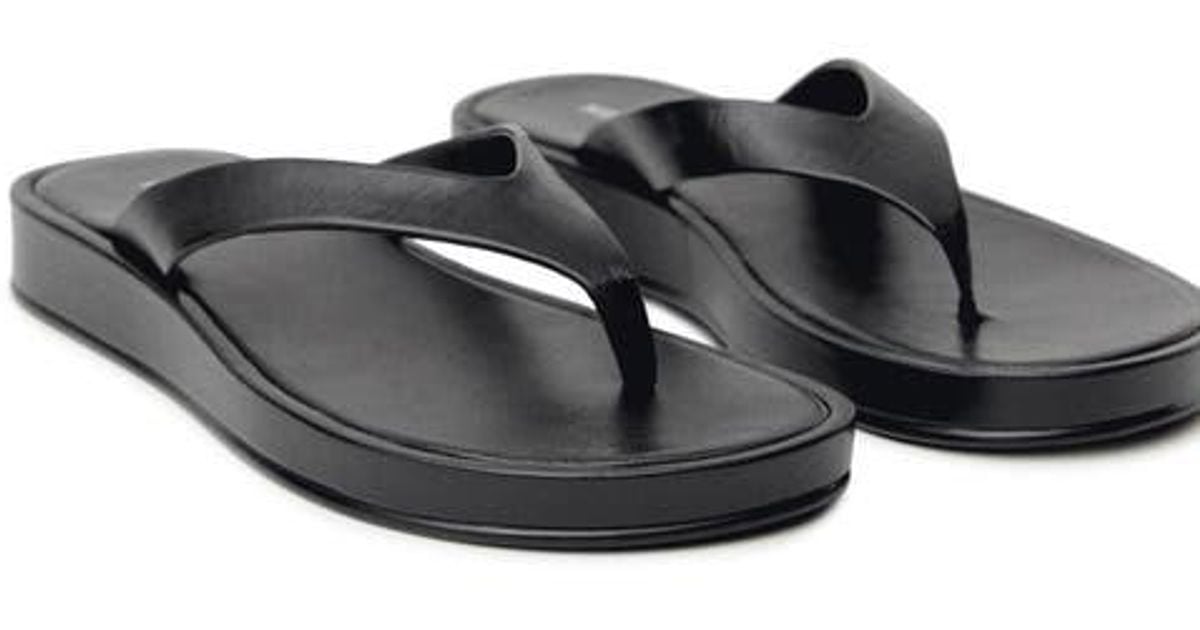 Mango Leather Platform Wedge Flip Flop in Black | Lyst