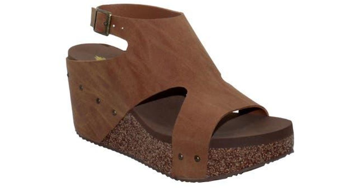Volatile Poolside Water Resistant Wedge Platform Sandal in Brown | Lyst