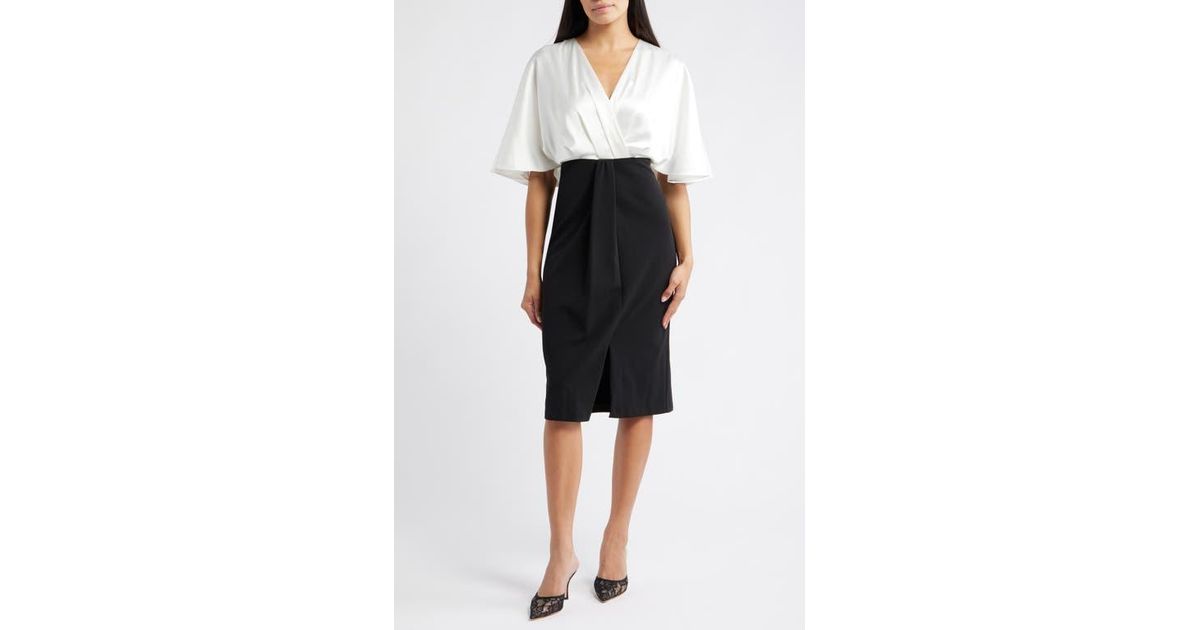 Eliza J Flutter Sleeve Midi Dress in White | Lyst