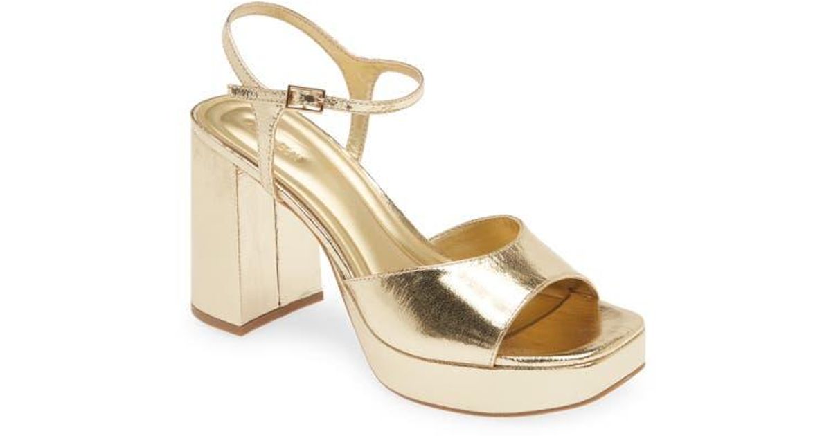 Open Edit Whitney Block Heel Sandal in Natural | Lyst