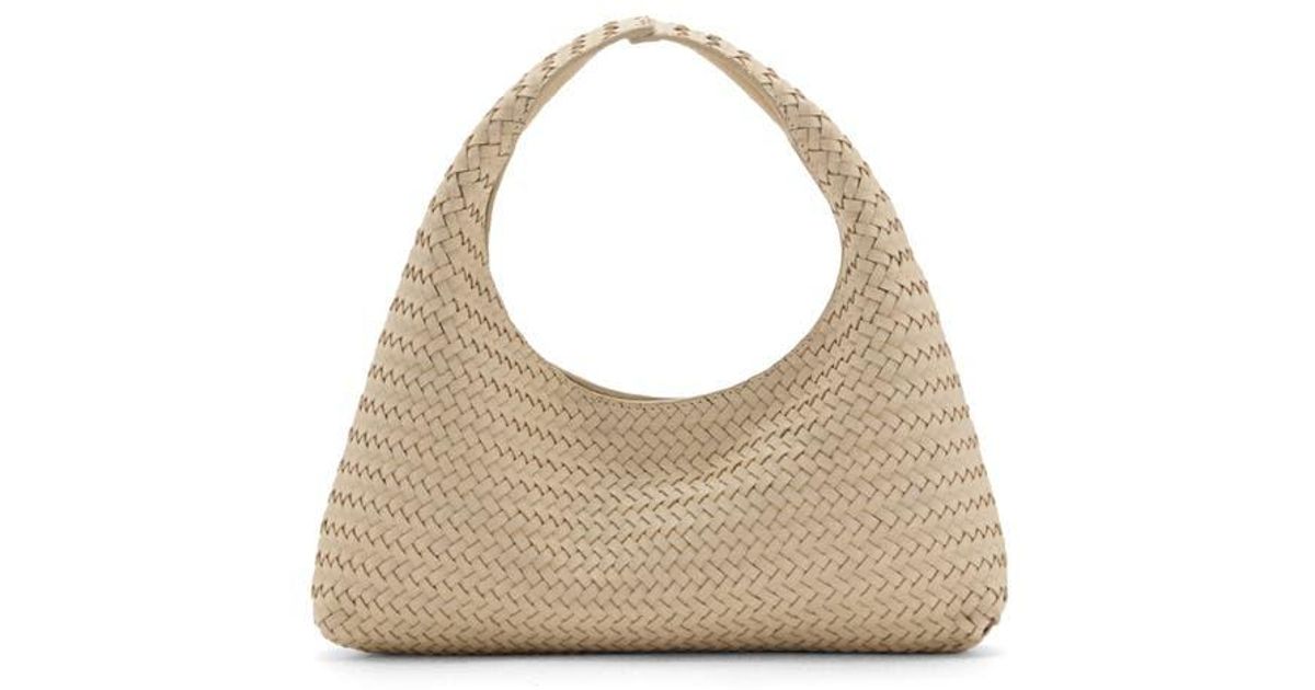 Mango Braided Leather Top Handle Bag in Natural | Lyst