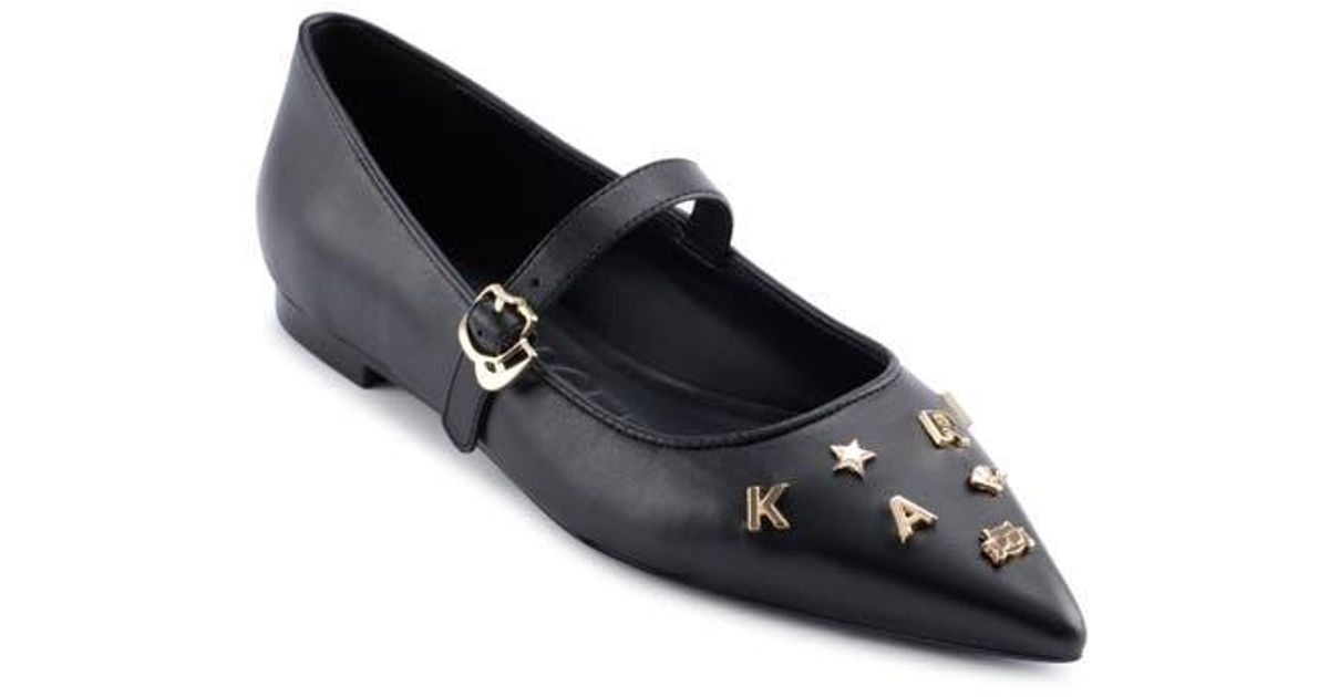 Karl Lagerfeld Veyda Ii Pointed Toe Mary Jane Flat in Black | Lyst
