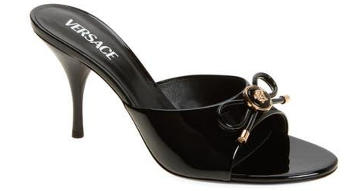 Versace Opera Bow Slide Sandal in Black | Lyst