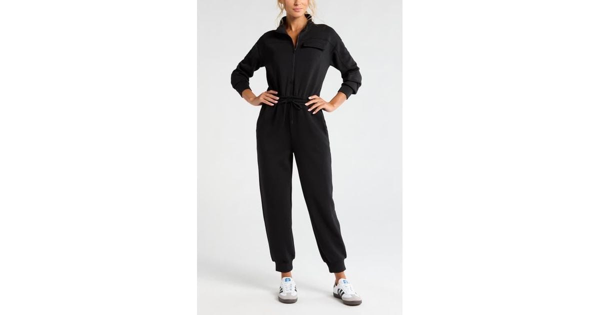 Zella Lift Off Long Sleeve Jumpsuit in Black | Lyst