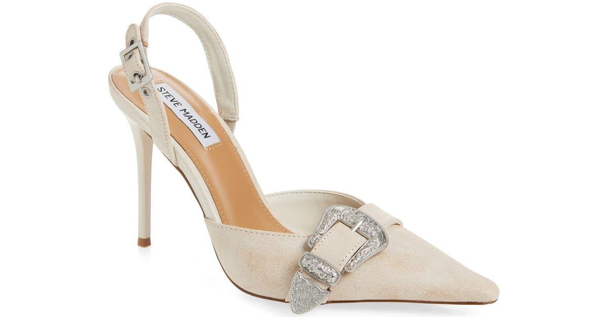 Steve Madden Delilah Pointed Toe Slingback Pump in White | Lyst