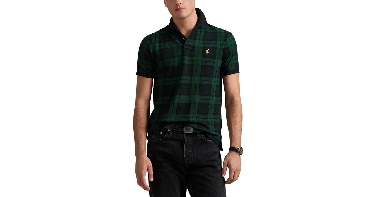 Polo Ralph Lauren Plaid Cotton Piqué Polo in Green for Men | Lyst