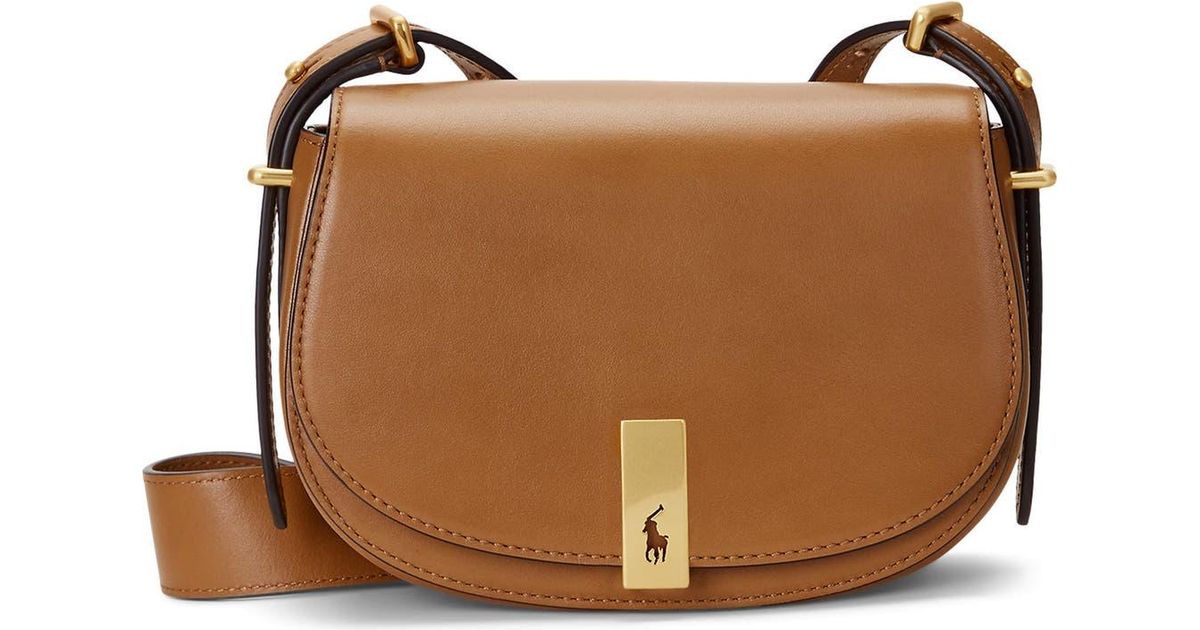 Polo Ralph Lauren Mini Polo Id Leather Saddle Bag in Brown | Lyst