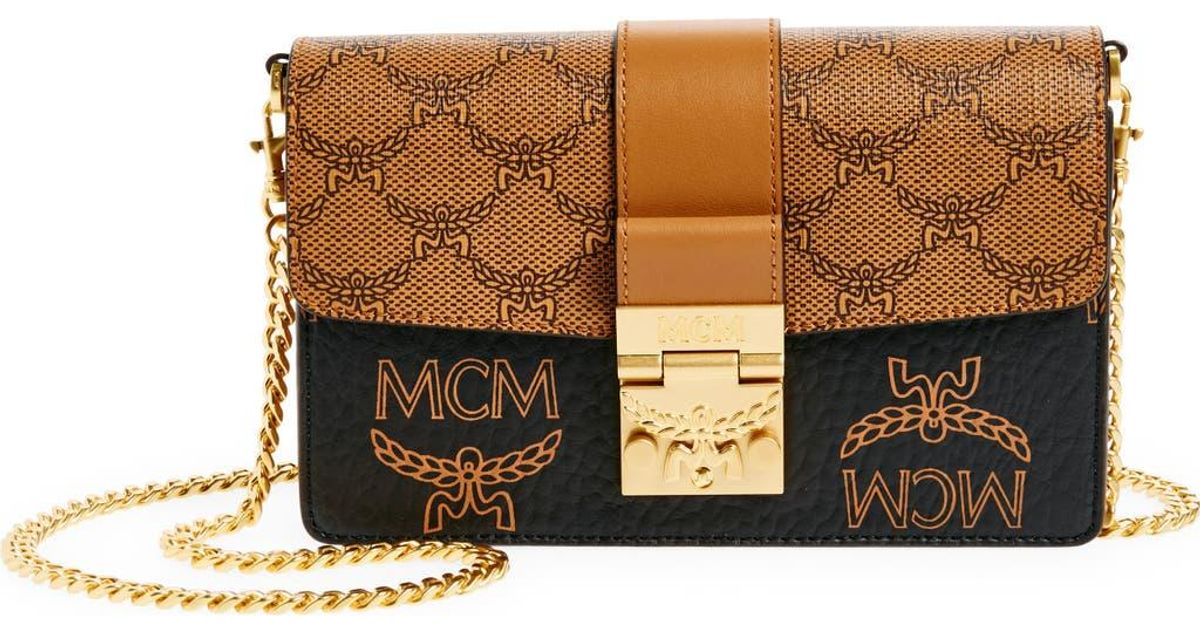 MCM Mini Tracy Visetos Lauretos Mix Crossbody Bag in Brown | Lyst