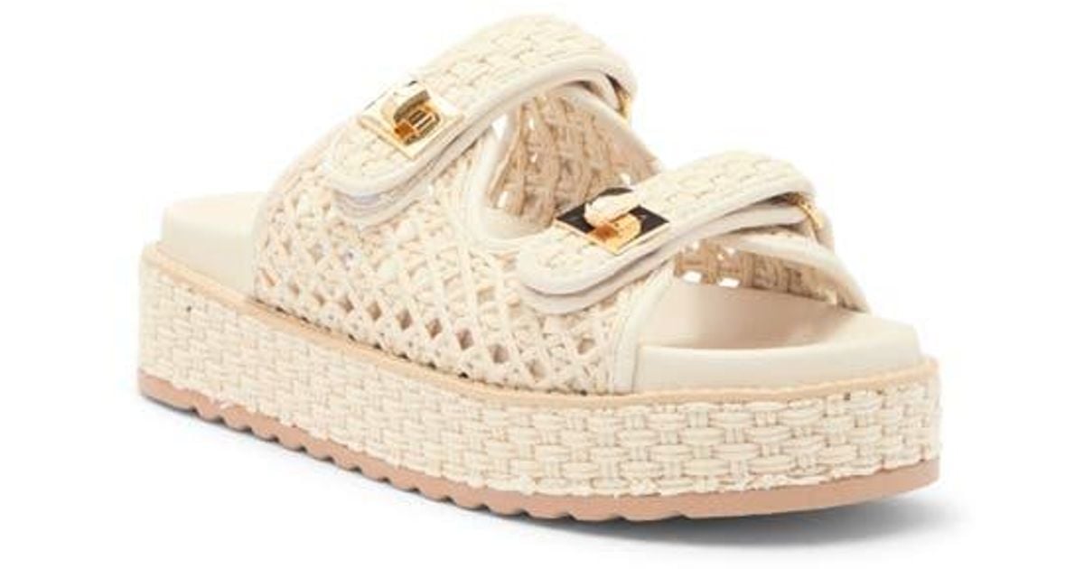 Steve Madden Bigschmona Platform Slide Sandal in Natural | Lyst
