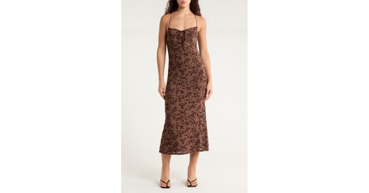 PacSun Hazel Burnout Velvet Slipdress in Brown | Lyst