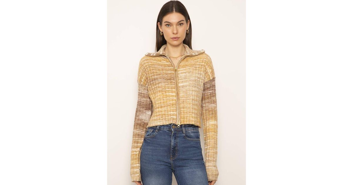 Central Park West Esmerelda Lightweight Ombre Zip Up in Blue | Lyst