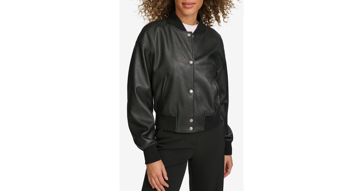 Levi's Relaxed Faux Leather Bomber Jacket in Black | Lyst