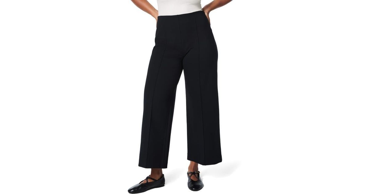 Spanx The Perfect Pull-On Crop Wide Leg Ponte Pants in Blue | Lyst