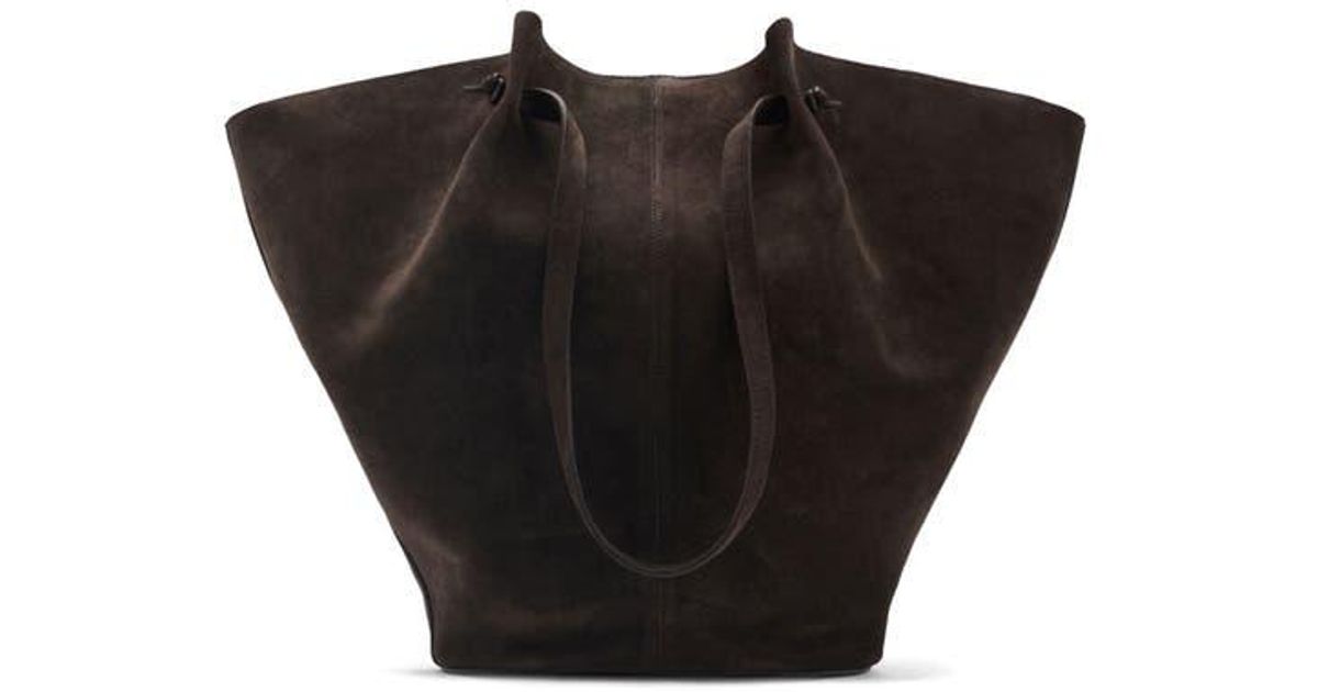 Mango Suede Shopper Bag in Black | Lyst