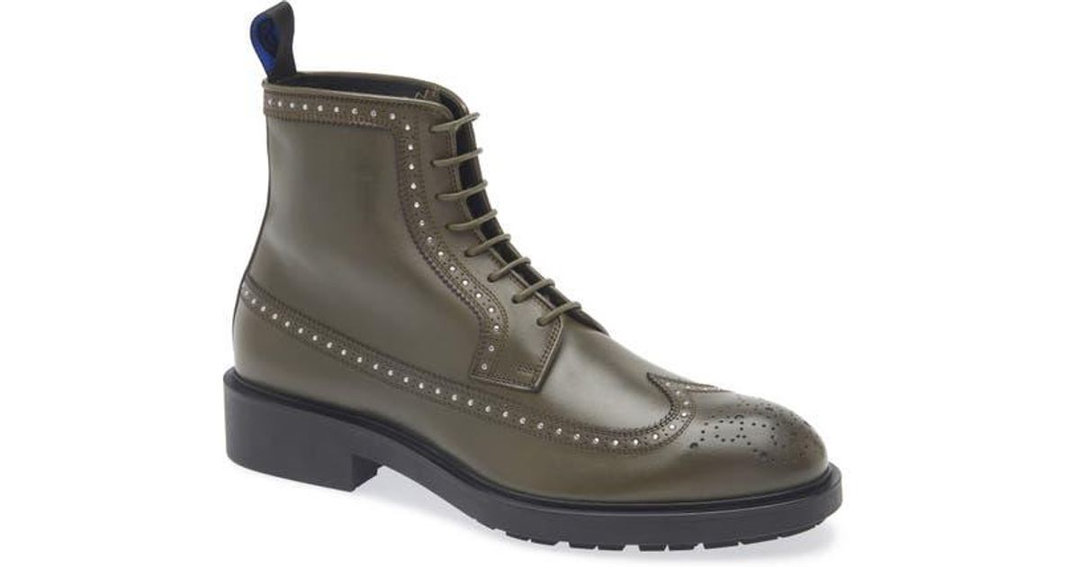 Burberry Studded Wingtip Boot in Brown for Men | Lyst