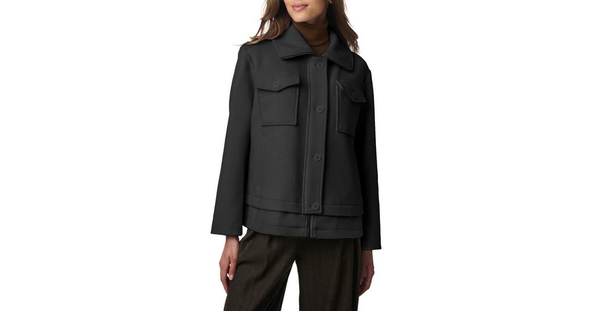 Bernardo Chest Pocket Coat in Black | Lyst